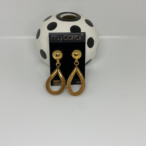 MJ Carroll | Jewelry | Vintage Mjcarroll Gold Mesh Clip Earrings 8s ...